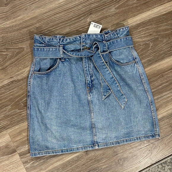 Handm Skirts Nwt Hm Paper Bag Denim Skirt Poshmark